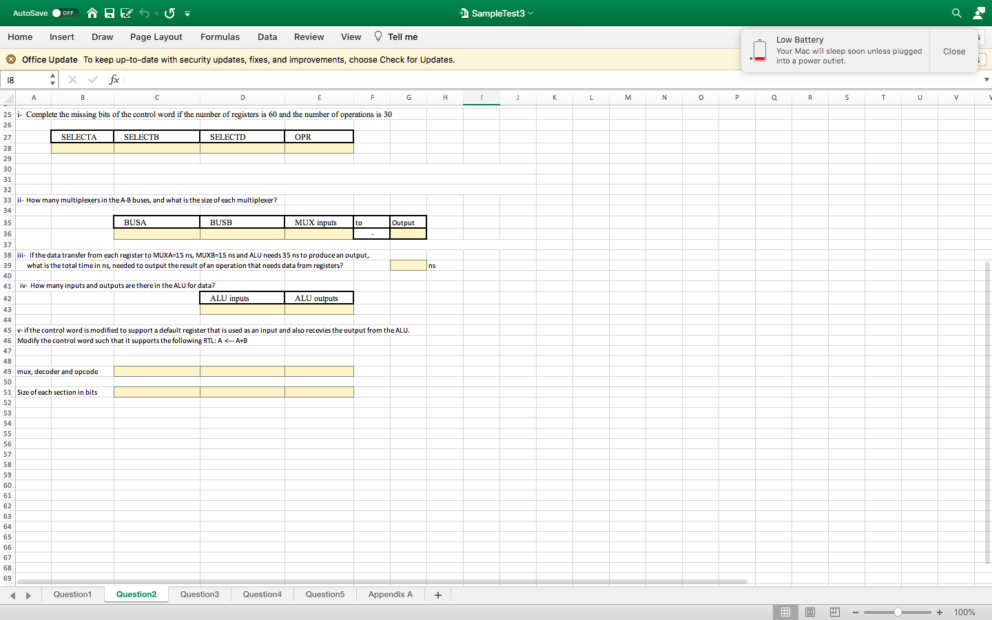 AutoSave OFF Svo = Sample Test3 Home Insert Draw Page | Chegg.com