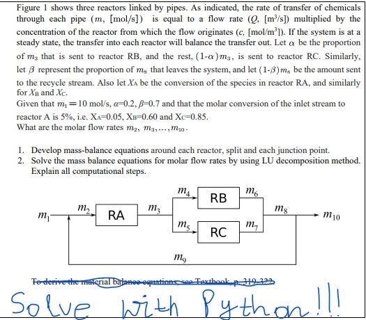 Figure 1 shows three reactors linked by pipes. As | Chegg.com