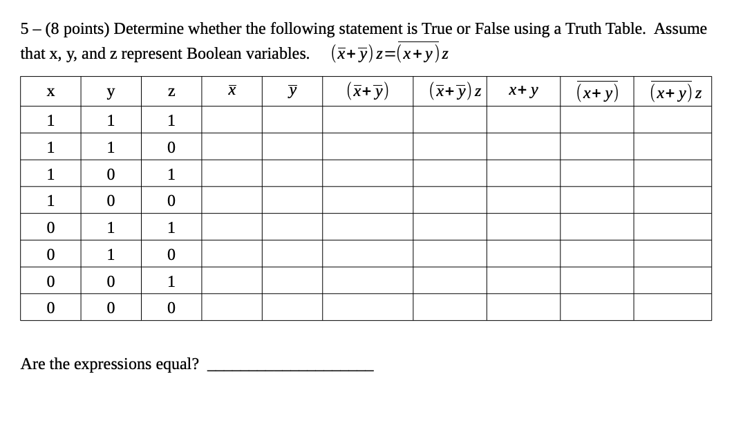 Solved 5-(8 points) Determine whether the following | Chegg.com