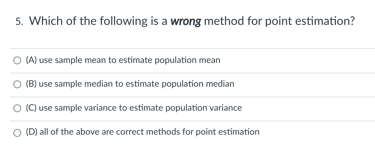 Solved 5. Which of the following is a wrong method for point | Chegg.com