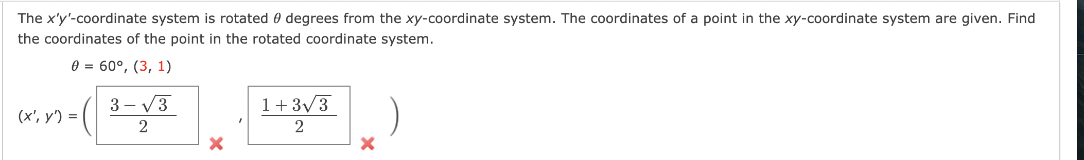 Solved The x′y′-coordinate system is rotated θ degrees from | Chegg.com