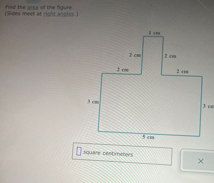 Solved Find the area of the figure. (Sides meet at right | Chegg.com