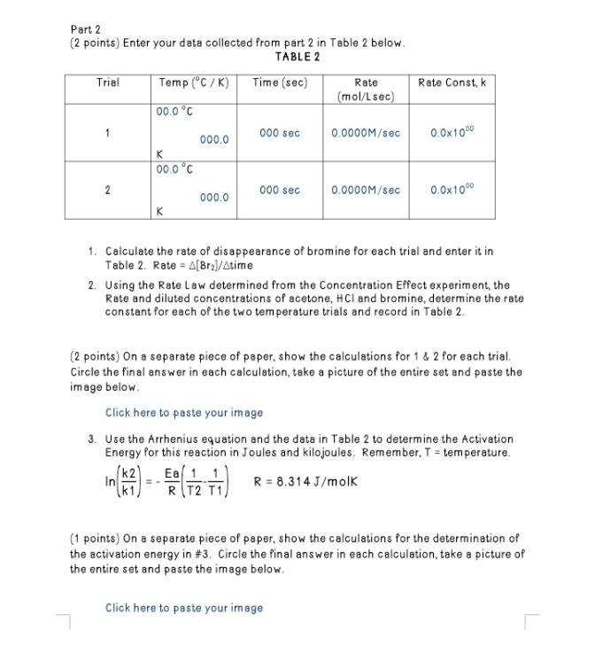 Solved Part 2 (2 points) Enter your data collected from part | Chegg.com
