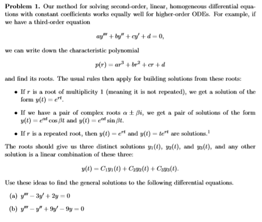 Solved Problem 1. Our method for solving second-order, | Chegg.com