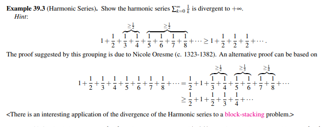Solved Example 39.3 (Harmonic Series). Show the harmonic | Chegg.com