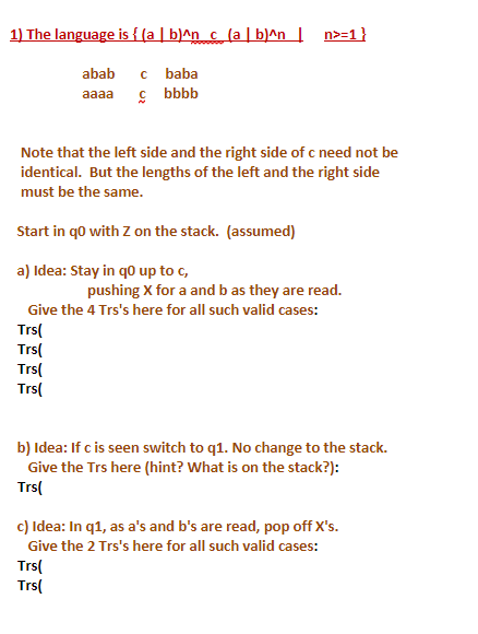 Solved 11 The language is Lla l bAn clalbn n1 abab c baba | Chegg.com