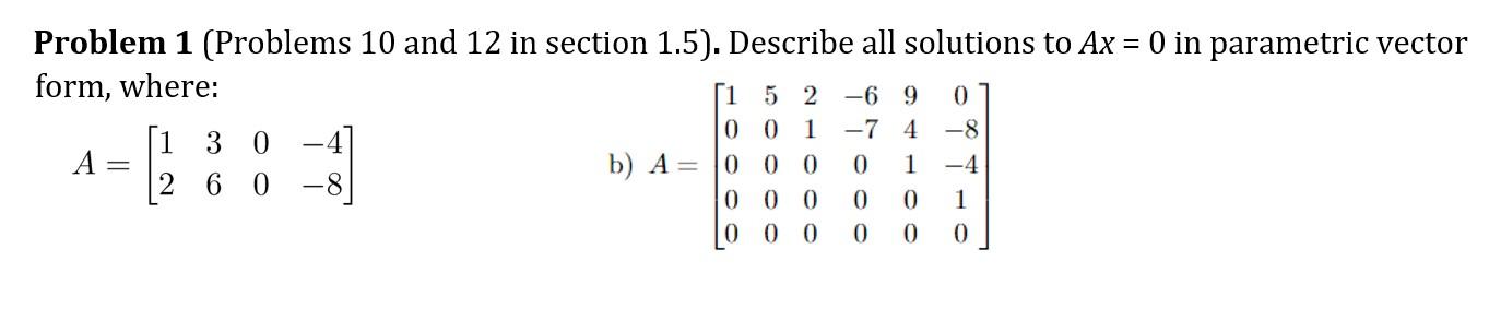Solved Problem 1 (Problems 10 and 12 in section 1.5). | Chegg.com