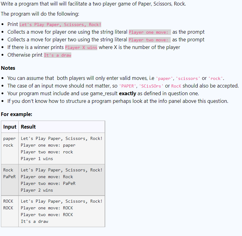 Solved Write a program that will will facilitate a two | Chegg.com