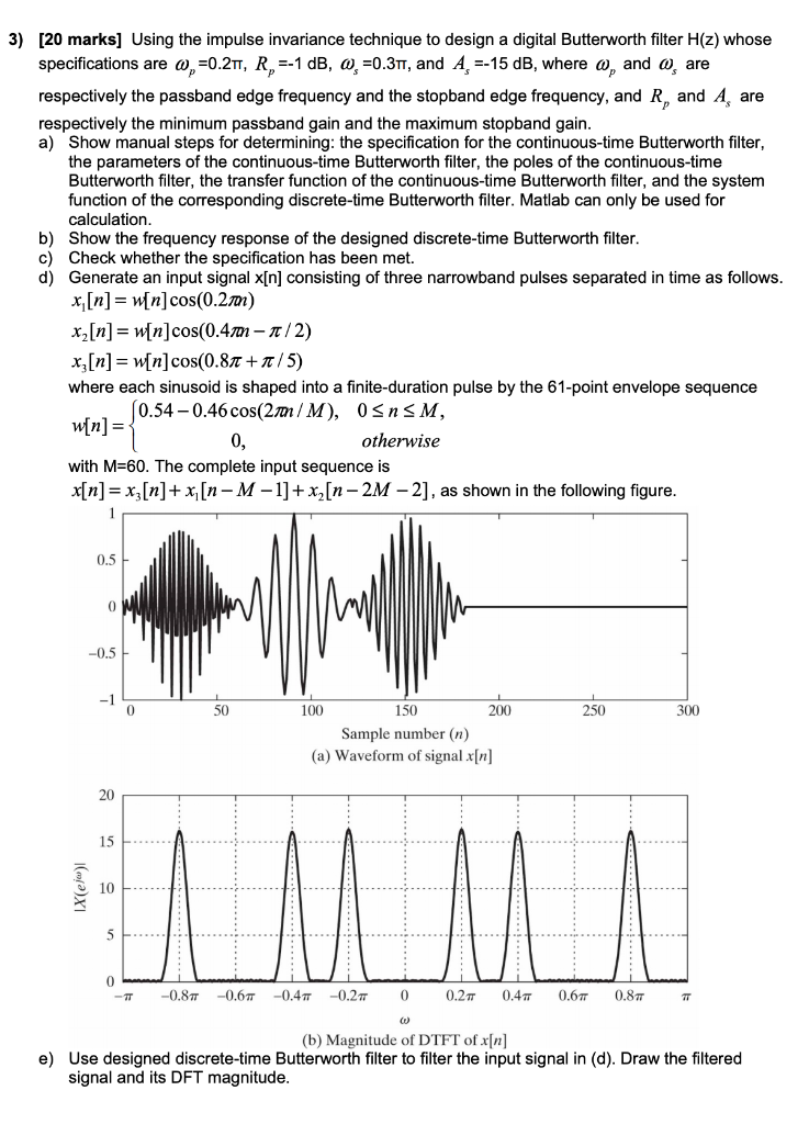 3) [20 marks] Using the impulse invariance technique | Chegg.com