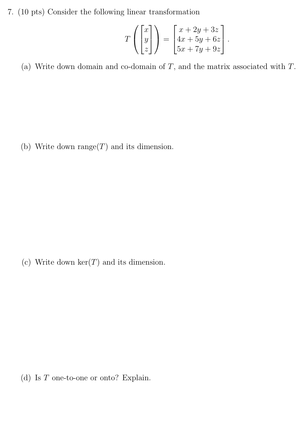 Solved (10 pts) ﻿Consider the following linear | Chegg.com