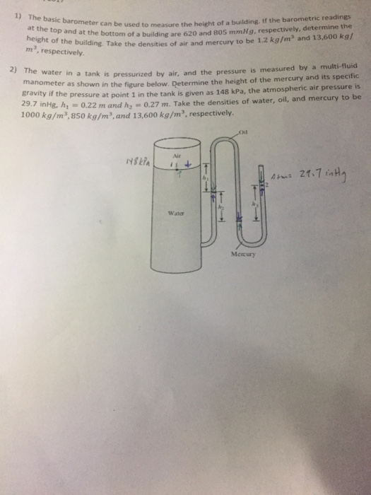 Solved The basic barometer can be used to measure the height | Chegg.com