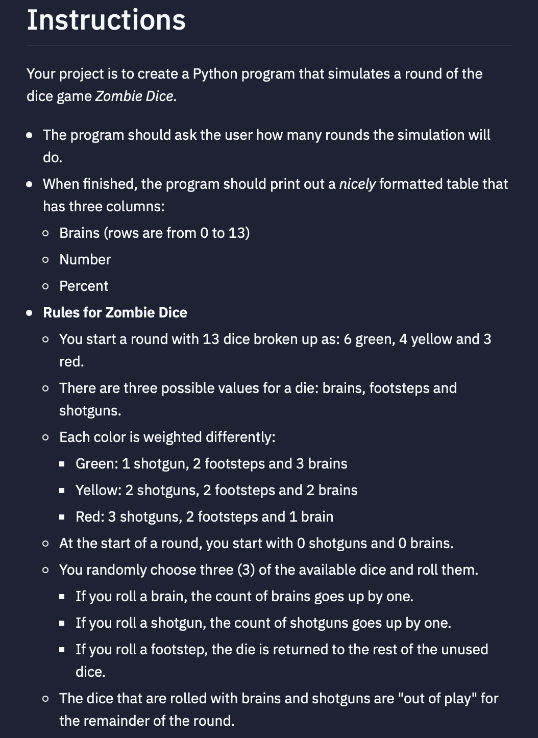 Solved Instructions Your project is to create a Python | Chegg.com