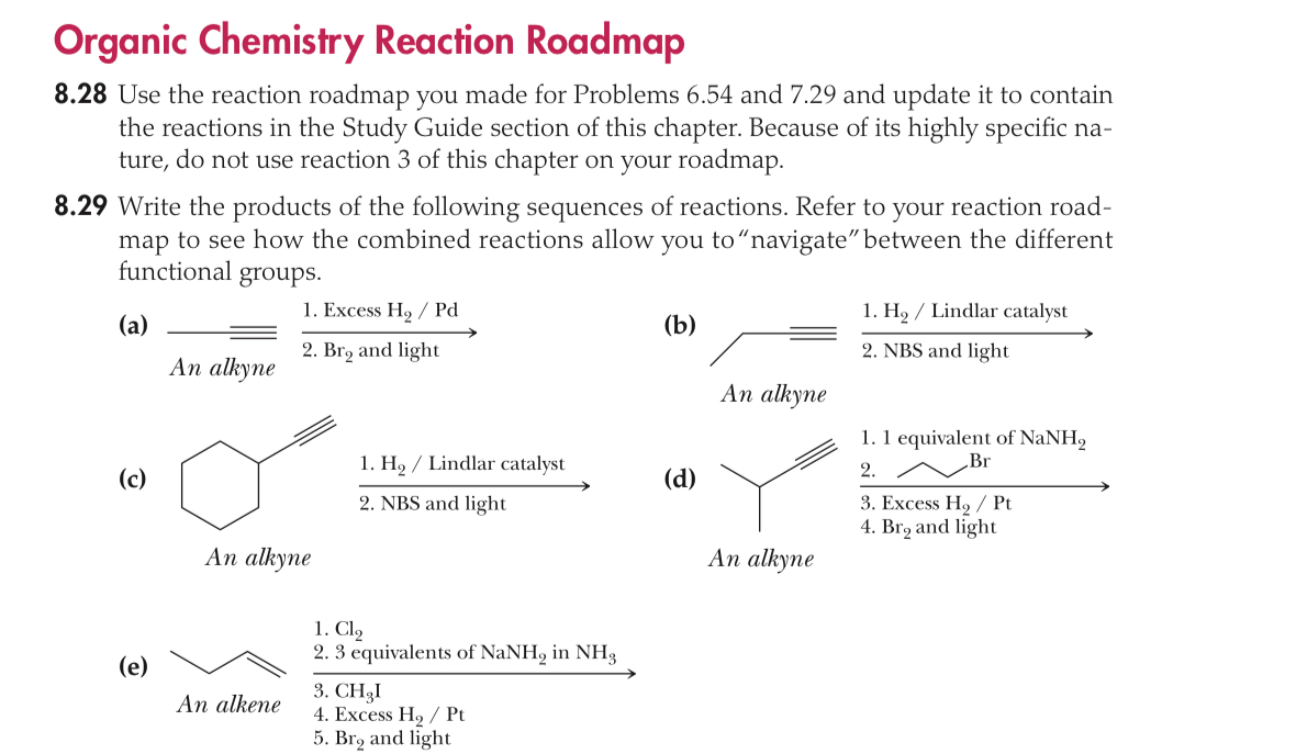 Organic Chemistry Reaction Roadmap 8.28 Use the | Chegg.com