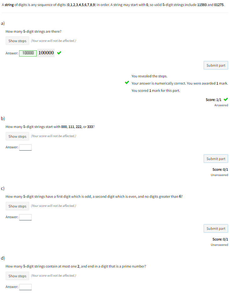 Solved A string of digits is any sequence of digits | Chegg.com