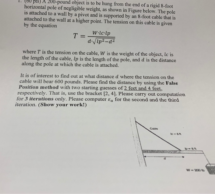 Solved . (80 pls) A 200-pound object is to be hung from the | Chegg.com