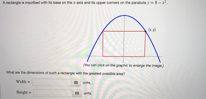 Solved A rectangle is inscribed with its base on the x-axis | Chegg.com