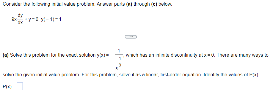 Solved Consider the following initial value problem. Answer | Chegg.com