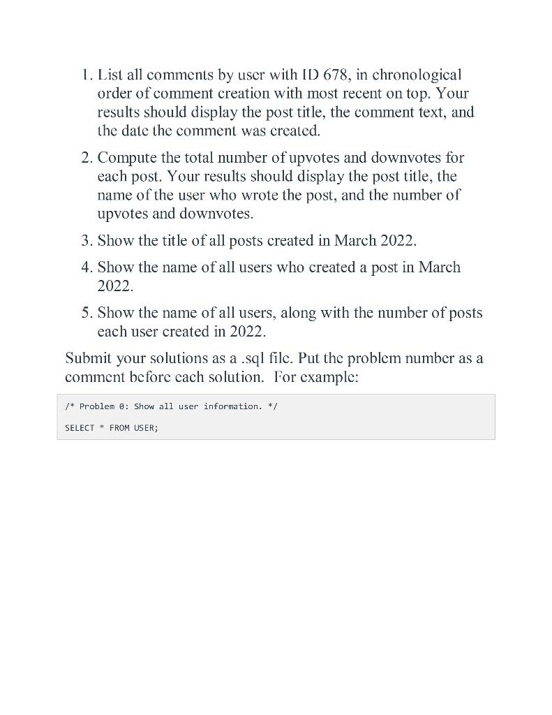 SQL Query Assignment In this assignment, you will use | Chegg.com