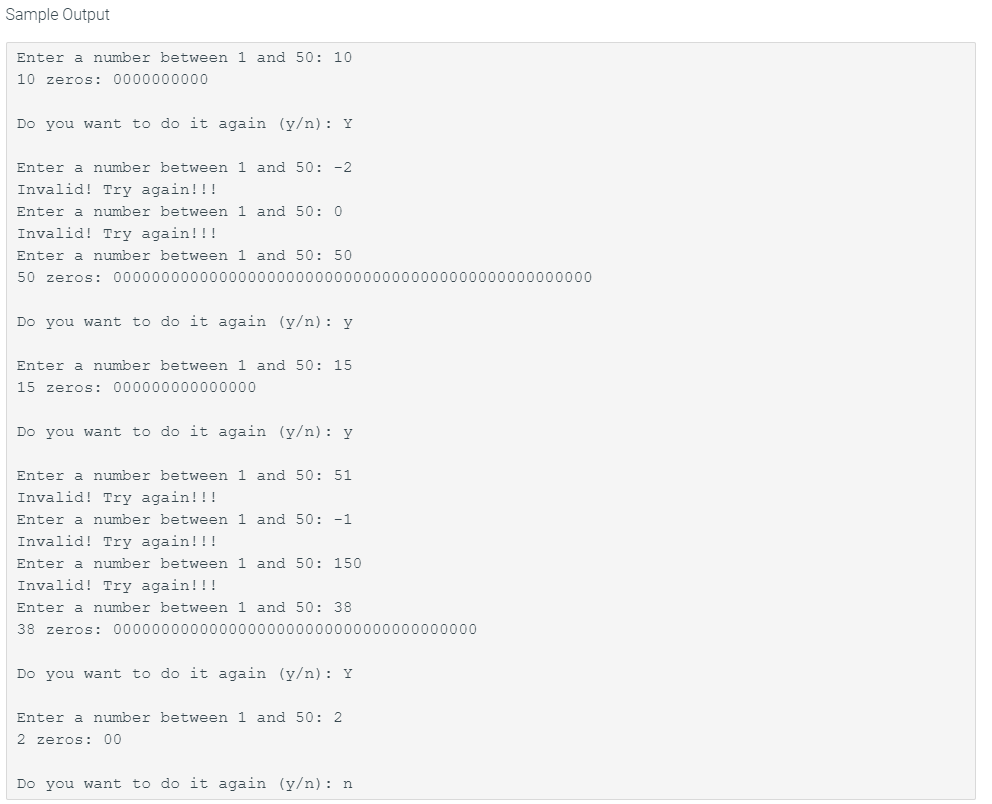 Solved 17.4 Print Zeros Write the program to give the | Chegg.com