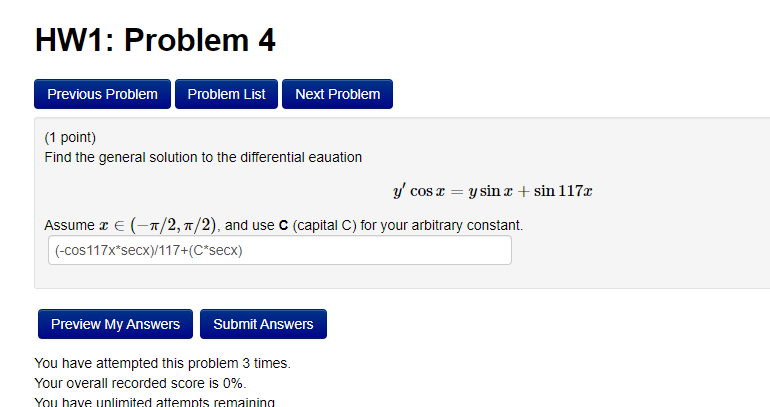 Solved HW1: Problem 4 Previous Problem Problem List Next | Chegg.com