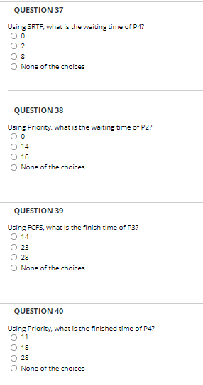 Solved QUESTION 37 Using SRTF, what is the waiting time of | Chegg.com