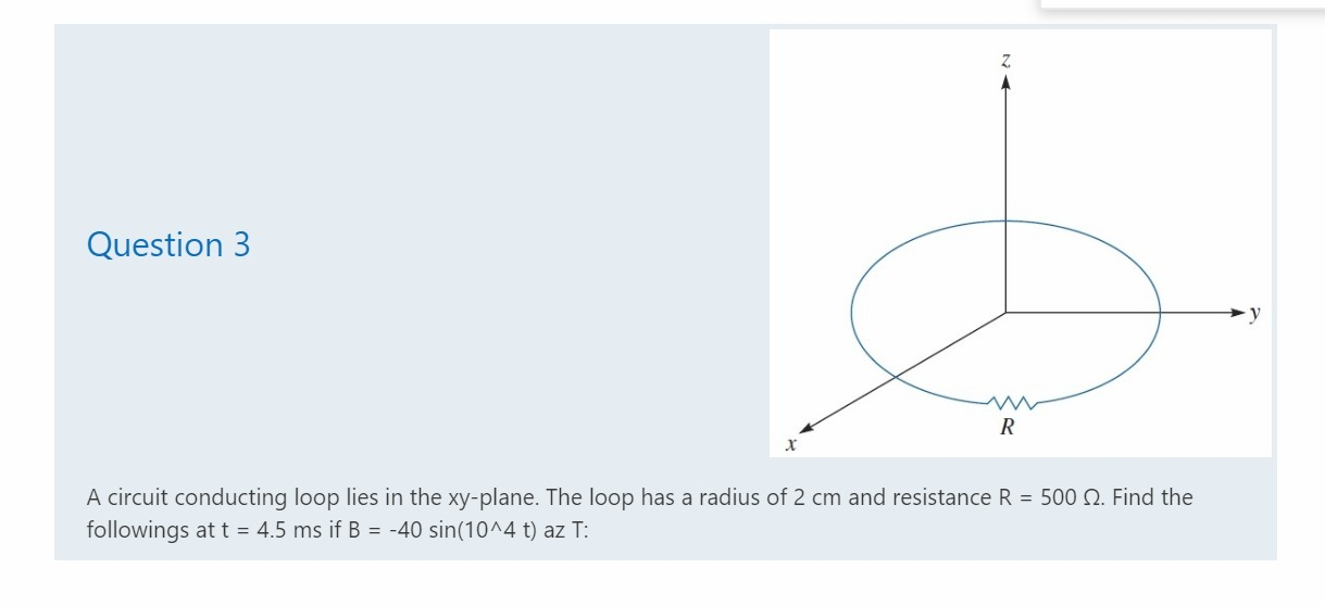 Solved Question 3 y W R A circuit conducting loop lies in | Chegg.com
