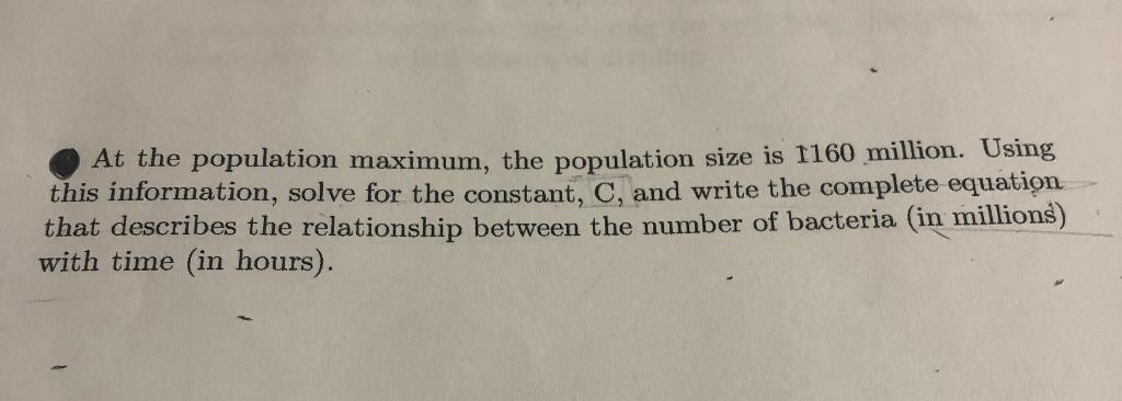 At the population maximum, the population size is | Chegg.com
