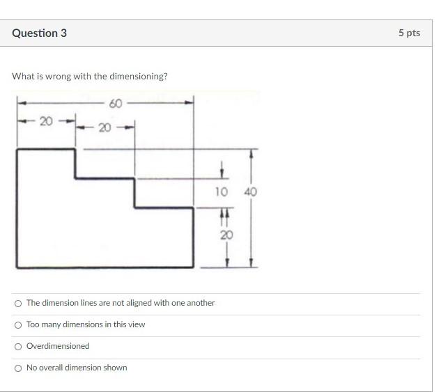 Solved Question 3 5 pts What is wrong with the dimensioning? | Chegg.com