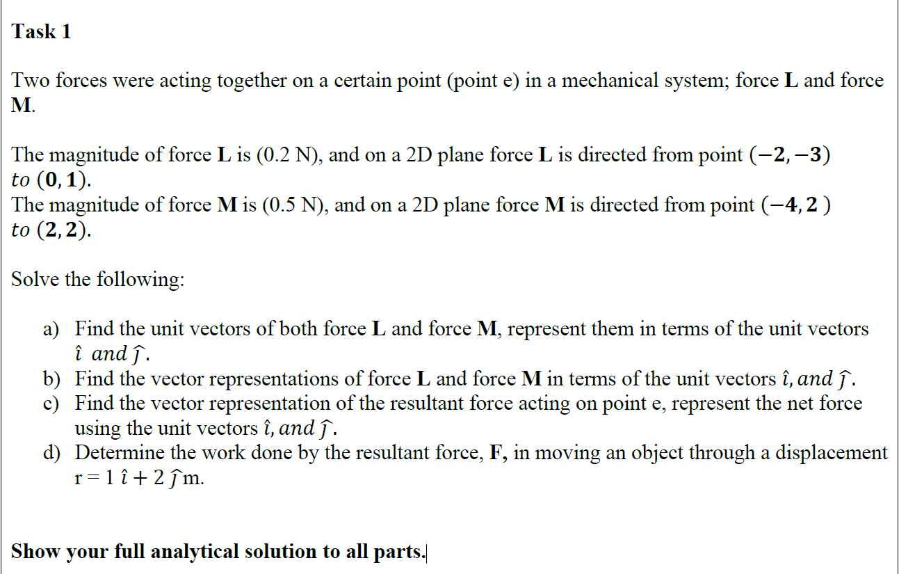 Solved Task 1 Two forces were acting together on a certain | Chegg.com