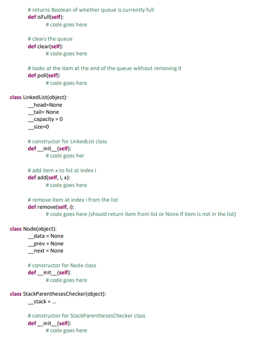 Solved \# push item onto stack def push(self, x ): \# code | Chegg.com