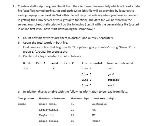 Solved 1. Create a shell script program. Run it from the | Chegg.com