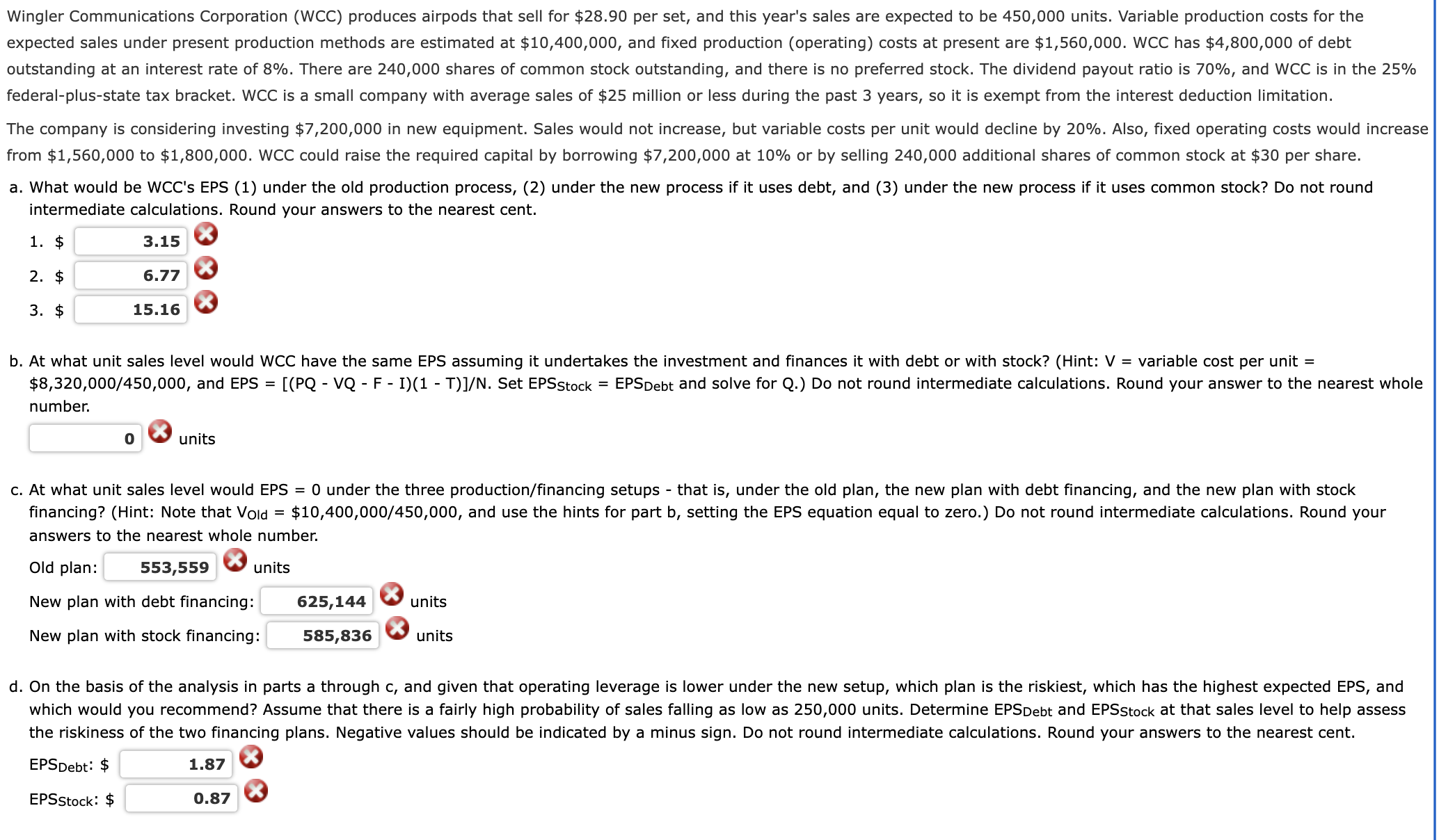 Solved intermediate calculations. Round your answers to the | Chegg.com