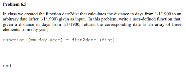 Solved Problem 6.5 In class we created the function | Chegg.com