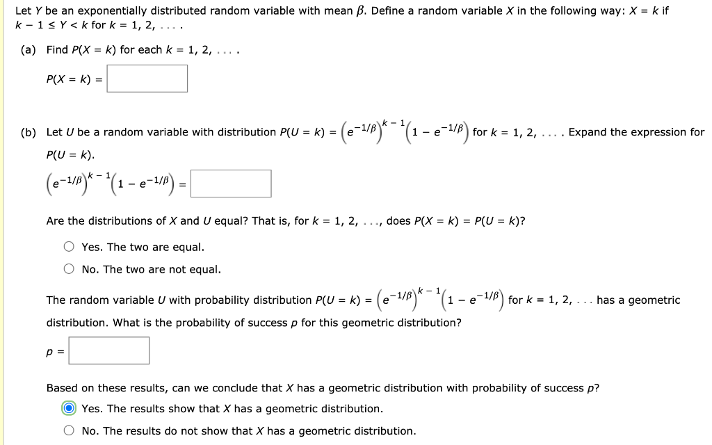 Solved Let Y Be An Exponentially Distributed Random Variable