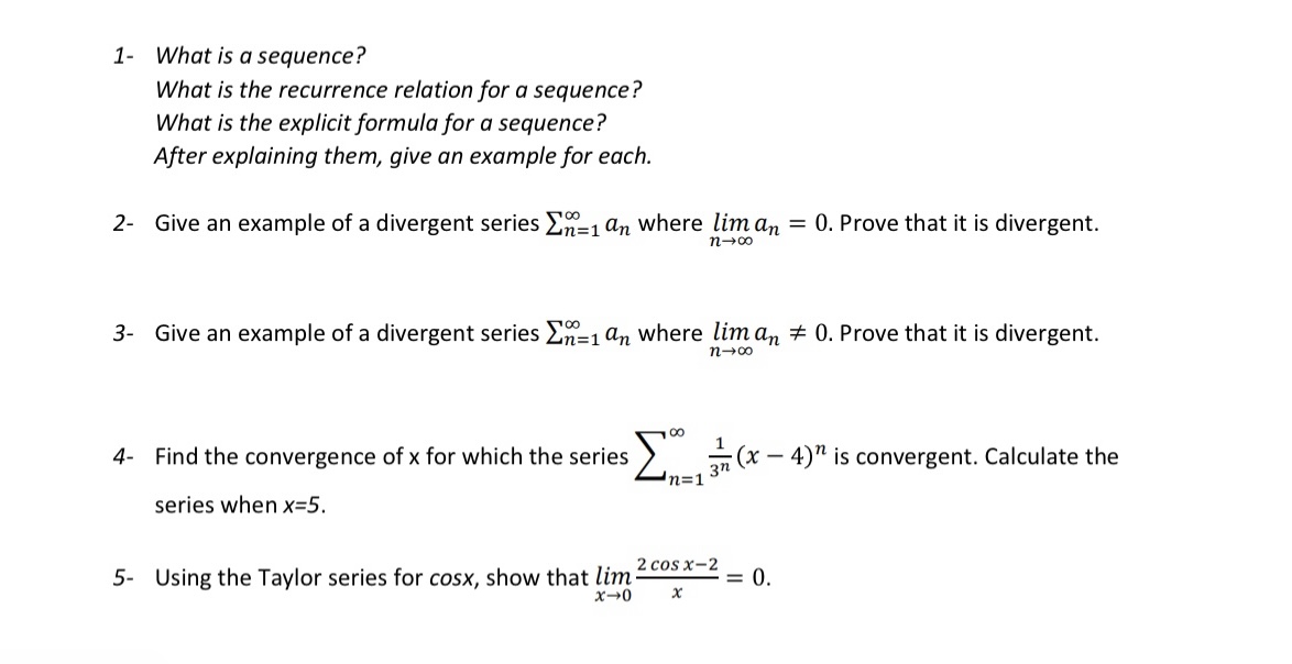 Solved 1- What is a sequence? What is the recurrence | Chegg.com