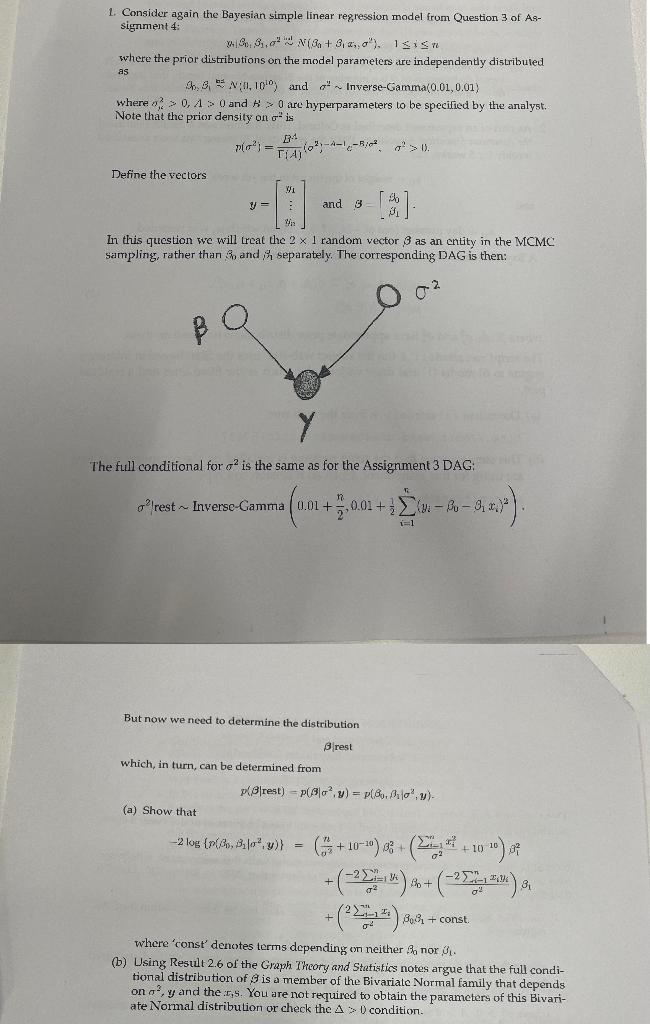 1. Consider again the Bayesian simple linear | Chegg.com