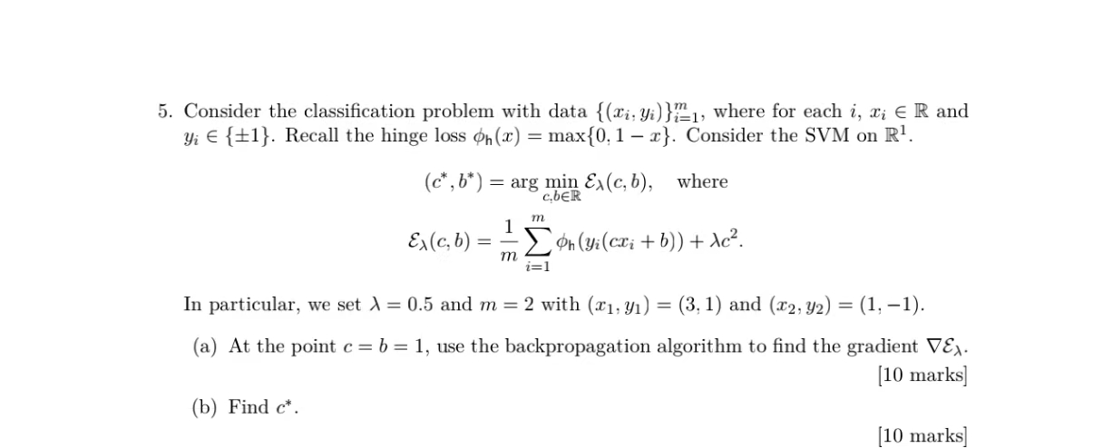 Solved Consider the classification problem with data | Chegg.com
