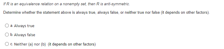 Solved If R Is An Equivalence Relation On A Nonempty Set 
