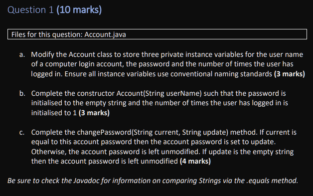 Solved Modify The Account Class To Store Three Private 