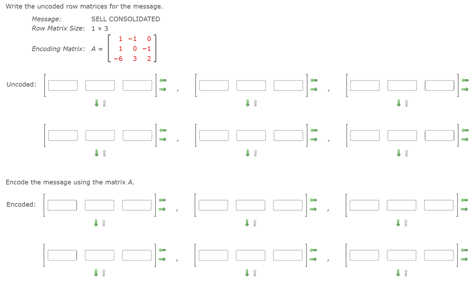 Solved Write the uncoded row matrices for the message. | Chegg.com