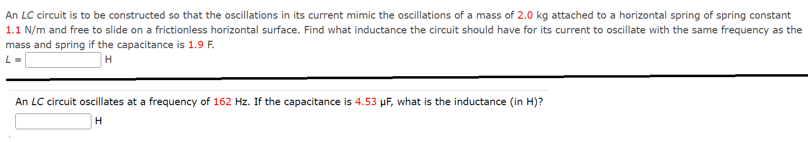 Solved An LC circuit is to be constructed so that the | Chegg.com
