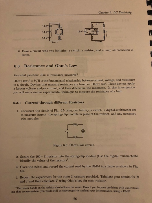 Solved Chapter 6 DC Electricity n this laboratory session we | Chegg.com