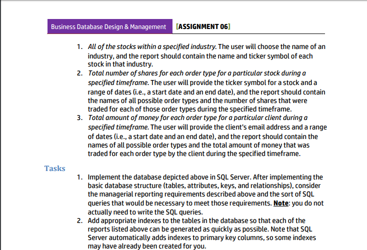 Task 1 & 2 1. Implement the database depicted above | Chegg.com