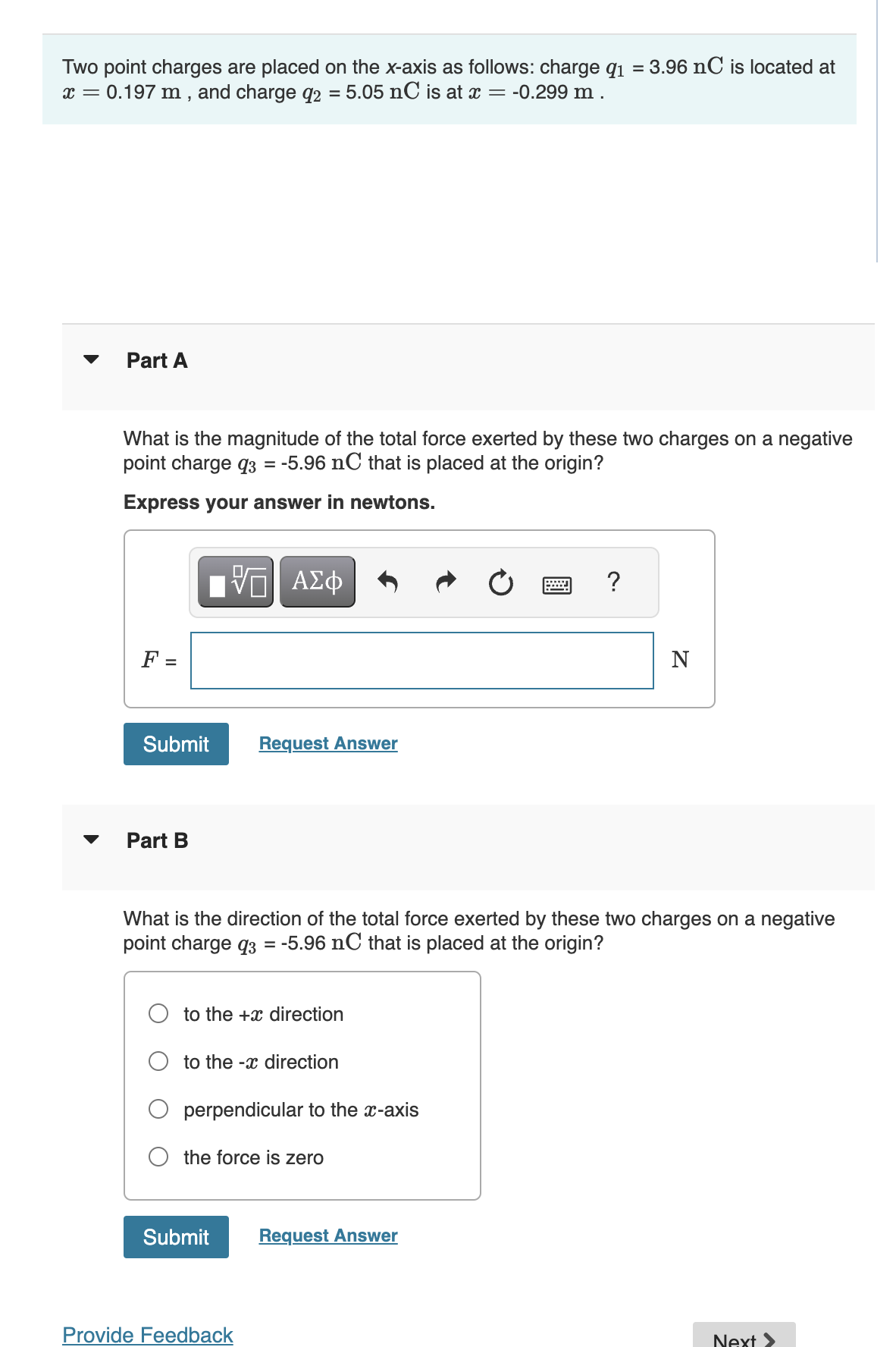 Solved Two point charges are placed on the x-axis as | Chegg.com