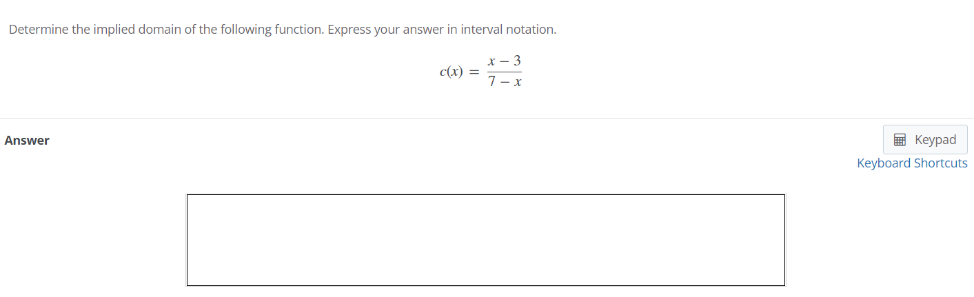 Solved Determine the implied domain of the following | Chegg.com