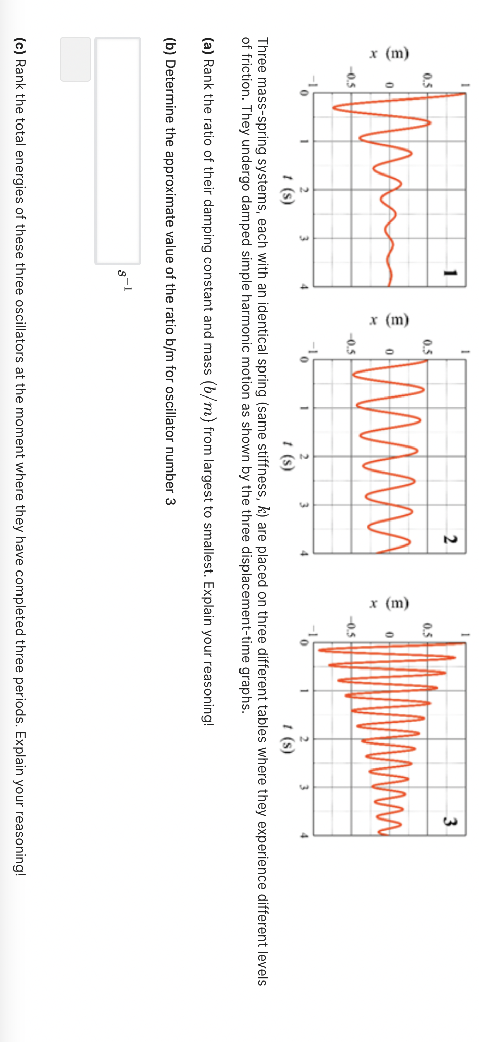Solved Three mass-spring systems, each with an identical | Chegg.com