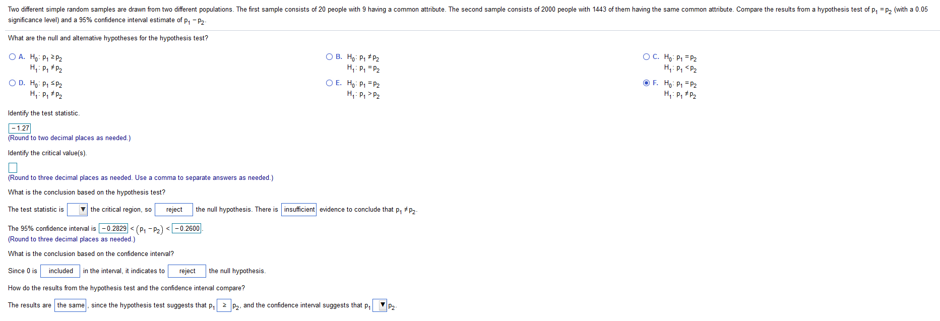 Solved Two different simple random samples are drawn from | Chegg.com
