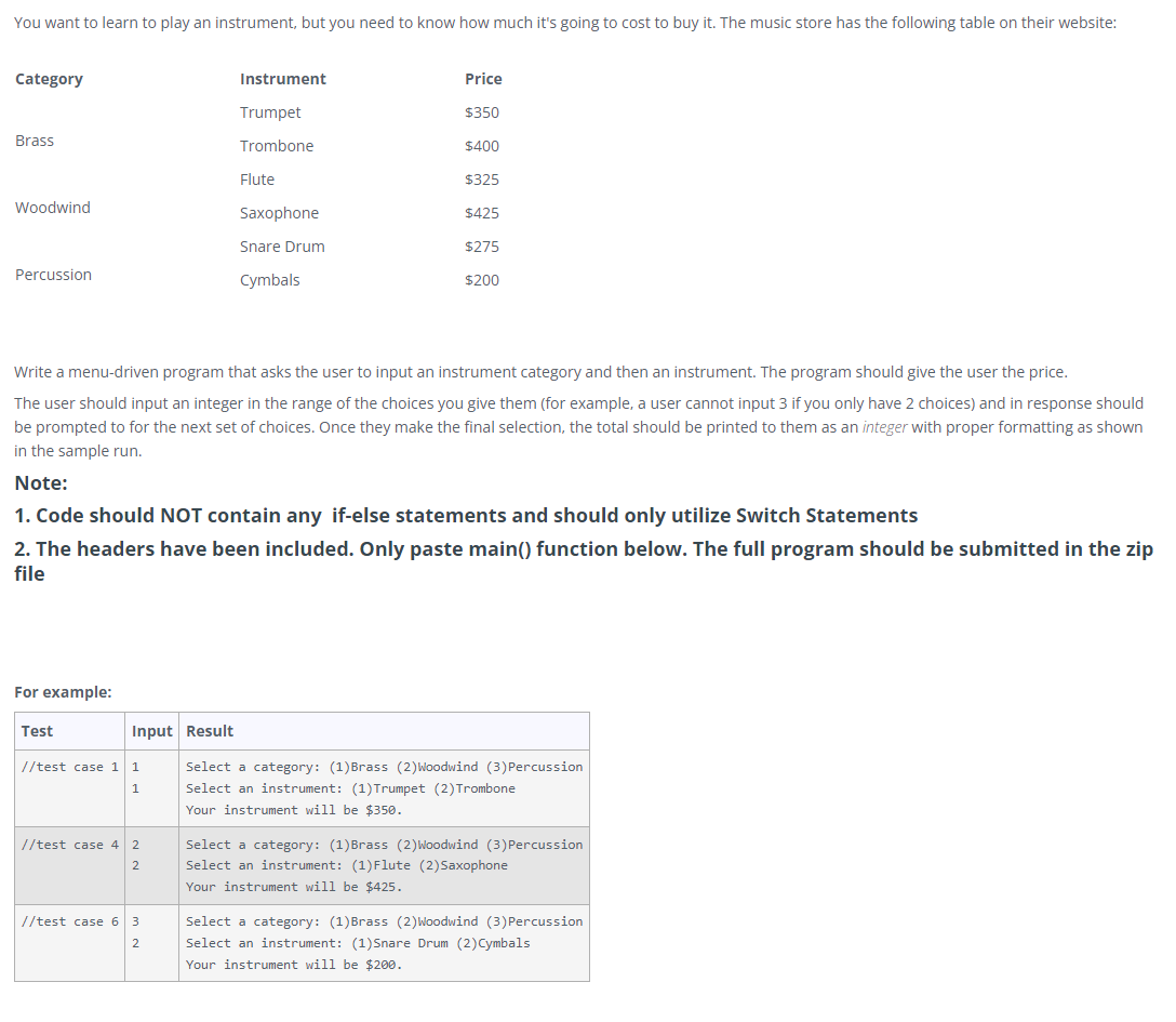 Solved You want to learn to play an instrument, but you need | Chegg.com