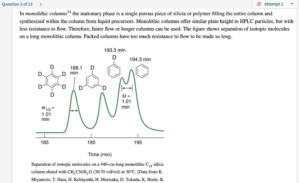 Solved In monolithic columns 74 the stationary phase is a | Chegg.com