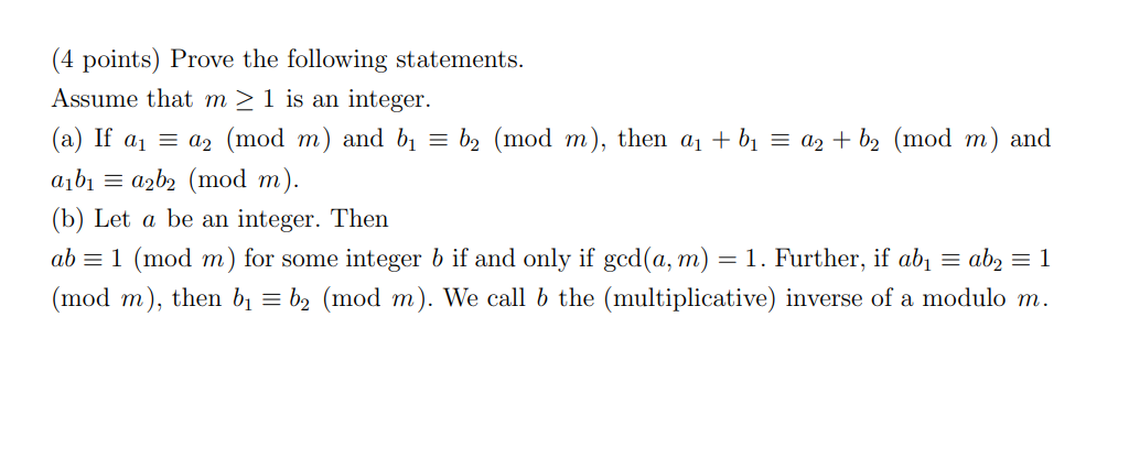 Solved (4 points) Prove the following statements. Assume | Chegg.com